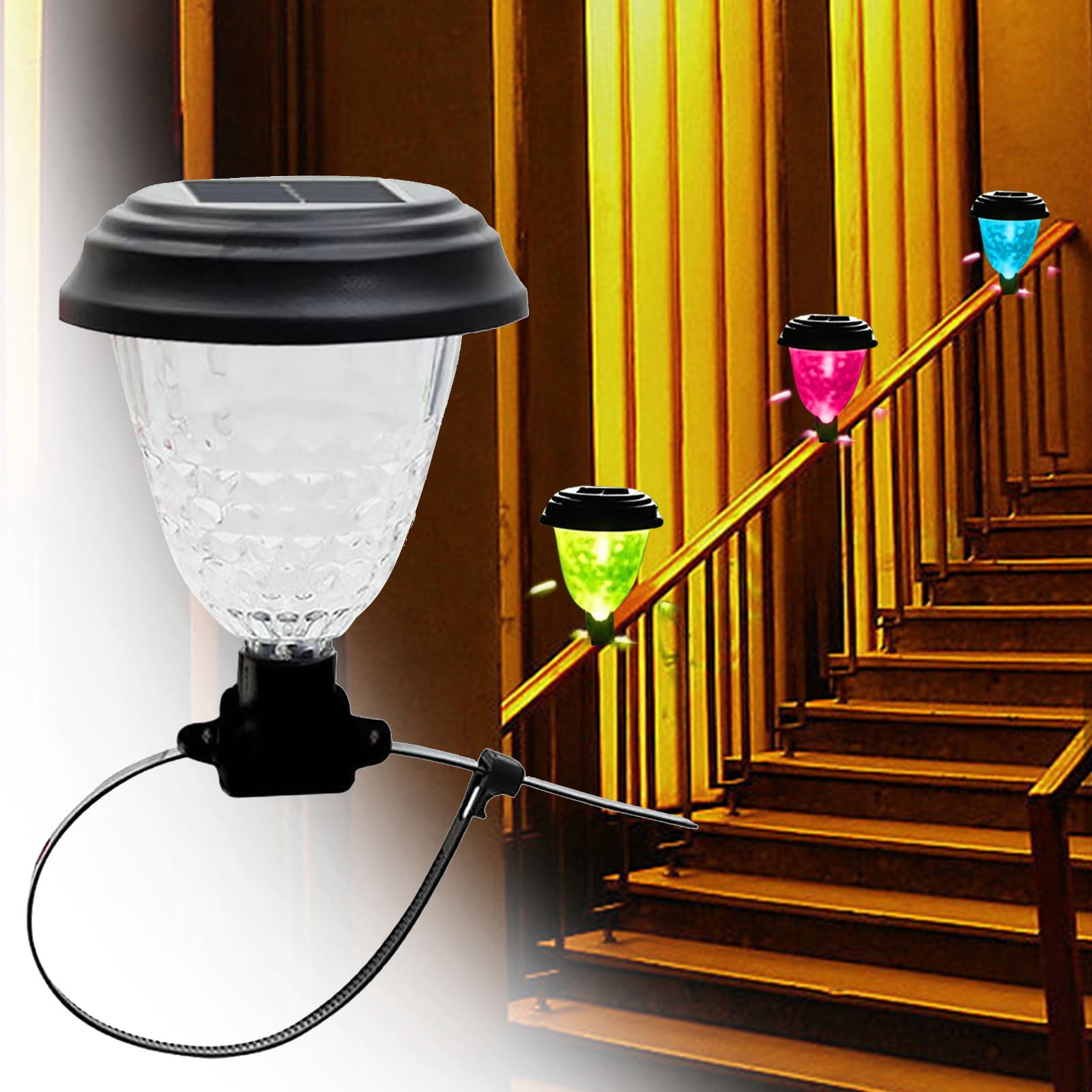 Solar Powered Fence Lights, Outdoor Balcony Railing Lights, Waterproof ...
