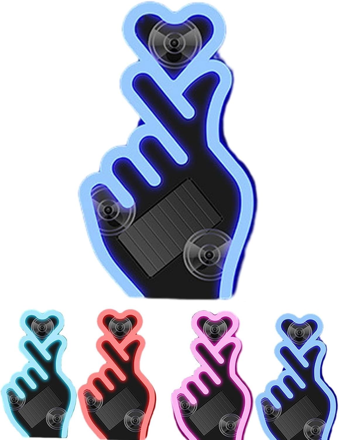 Solar-Powered Finger Heart Car Window Light, Solar Powered Wireless LED ...
