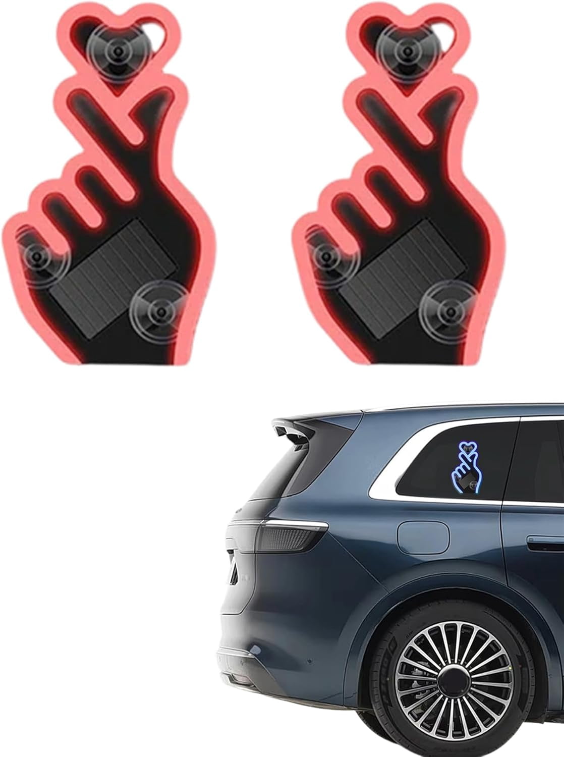 Solar-Powered Finger Heart Car Window Light - Solar Powered Wireless ...