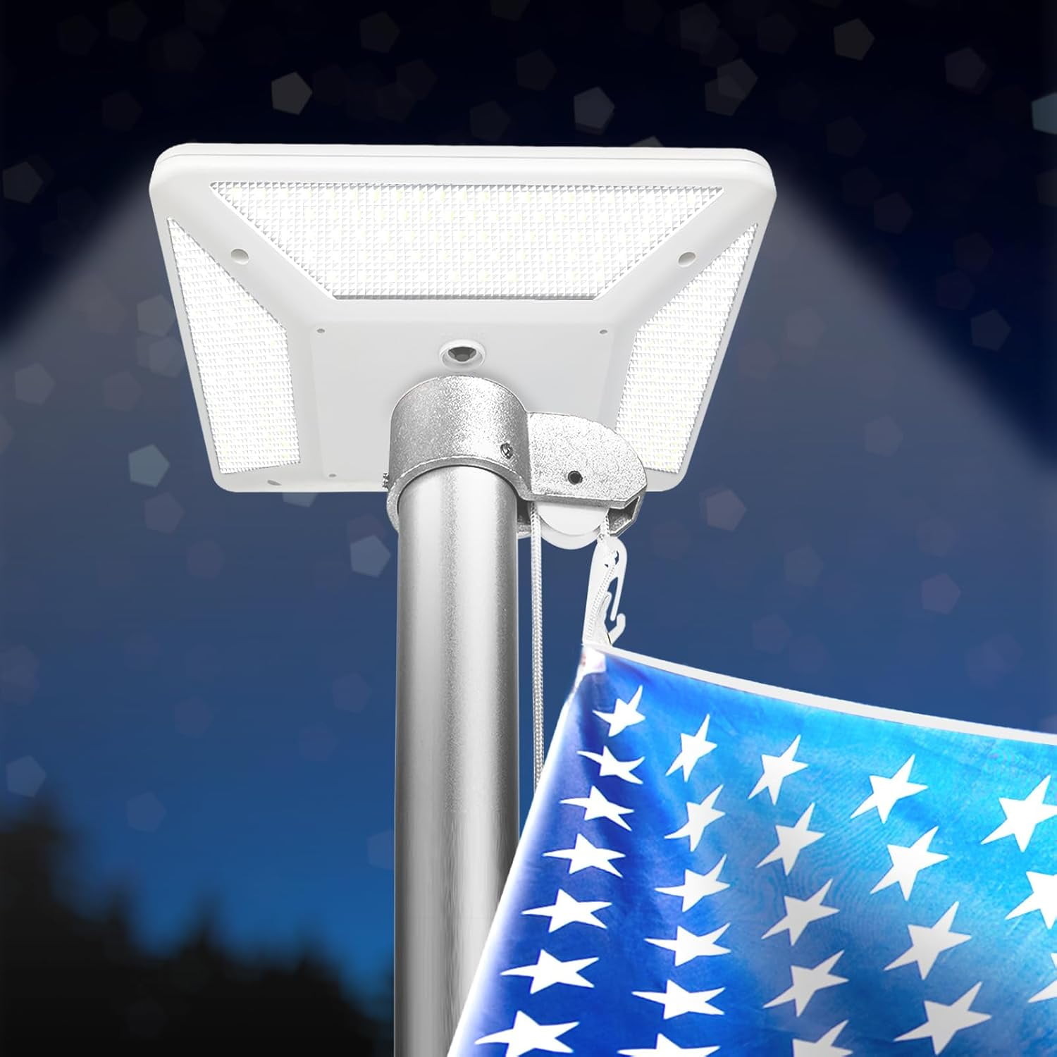 Solar Powered Flagpole Light with 320 LED, 3000 Lumen, 100% Coverage ...