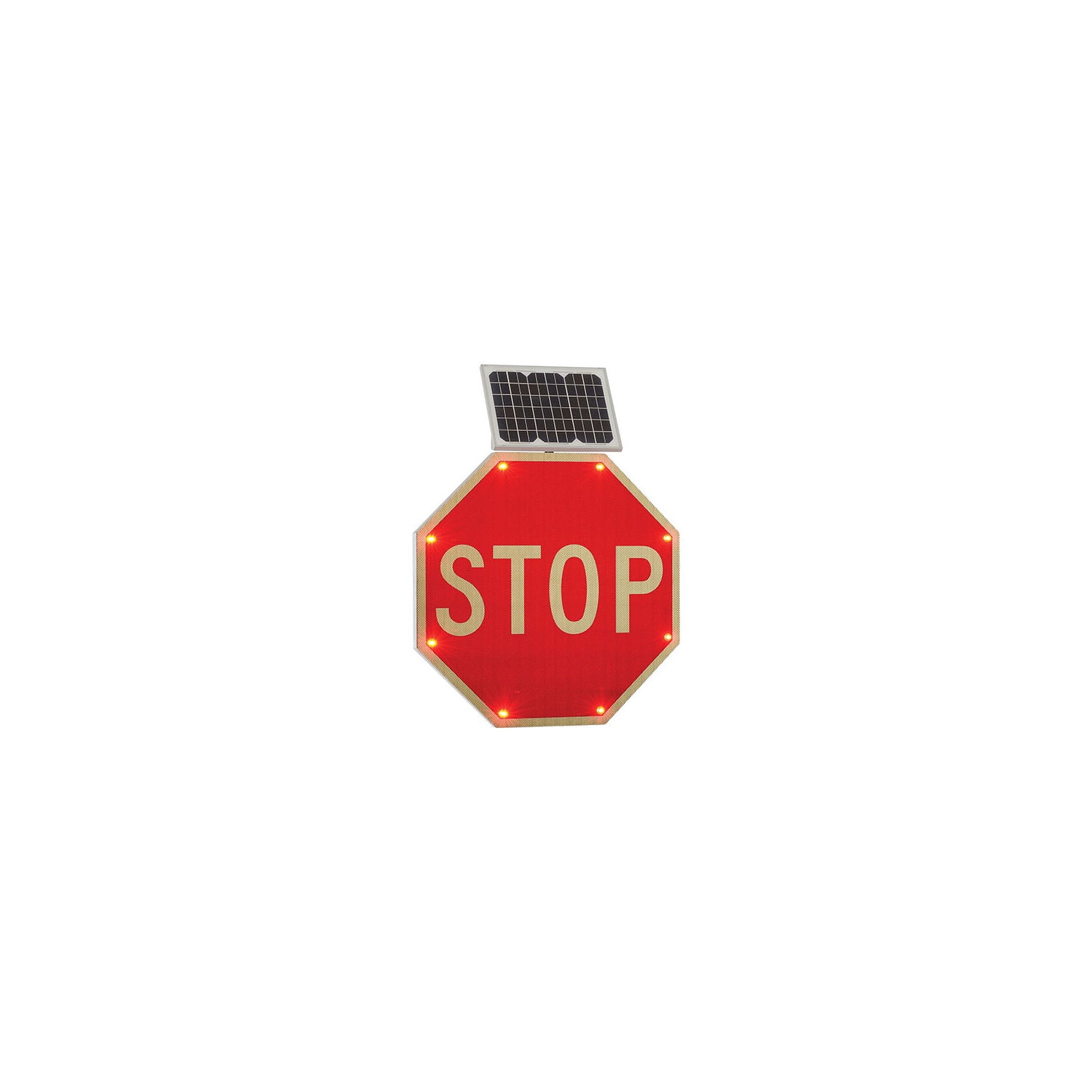 Global Industrial 30"" Solar Flashing LED Stop Sign Octagon - Walmart.com