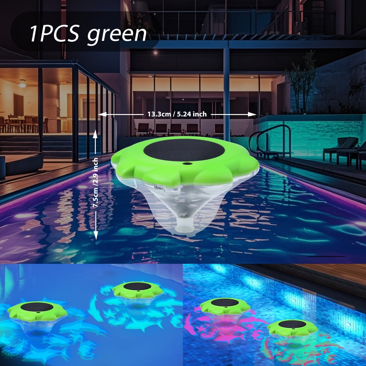 Solar-Powered Floating Fountain Lights - IP68 Waterproof for Pools ...