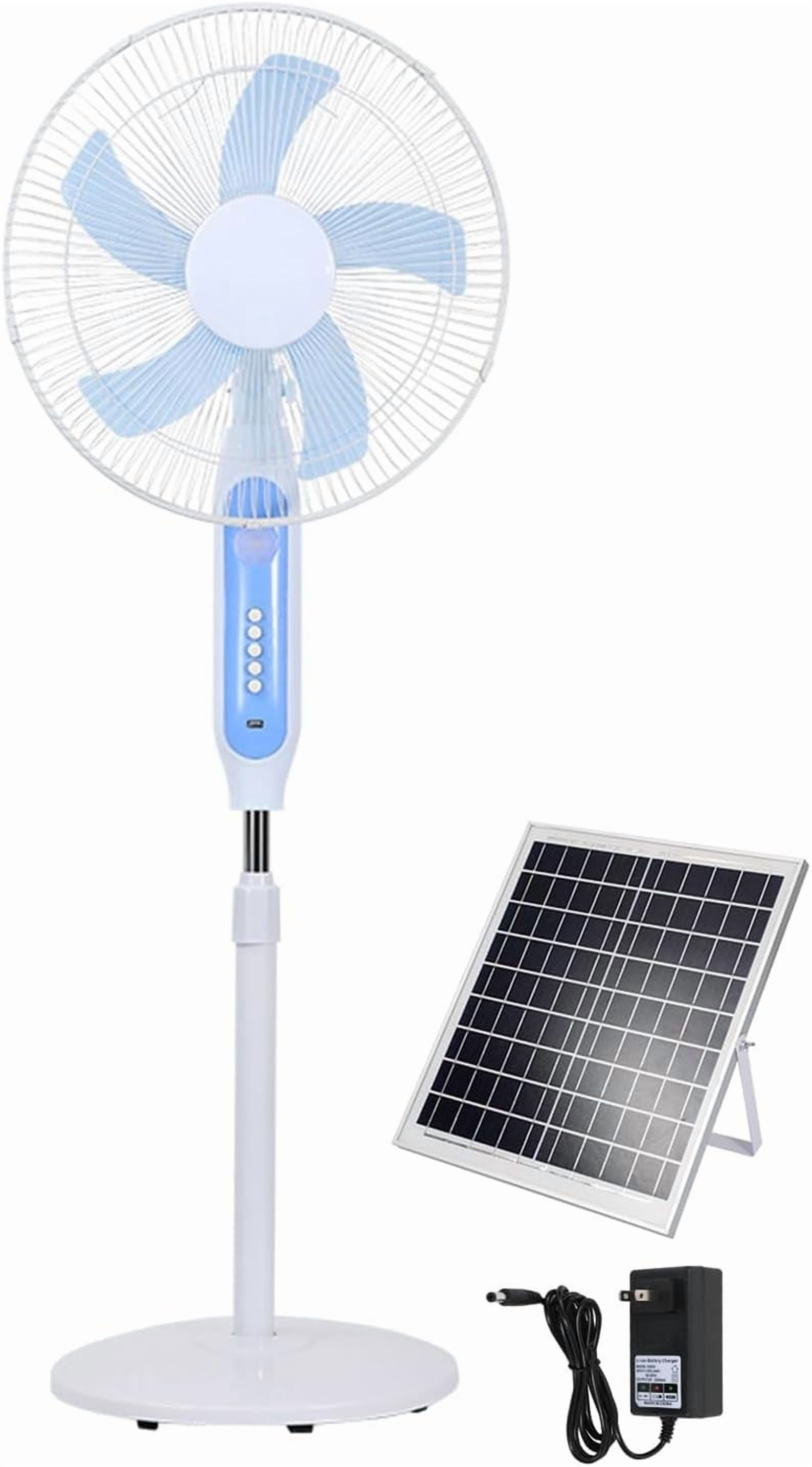 Solar Powered Floor Fan, Rechargeable Mobile Fan with LED Oscillating ...