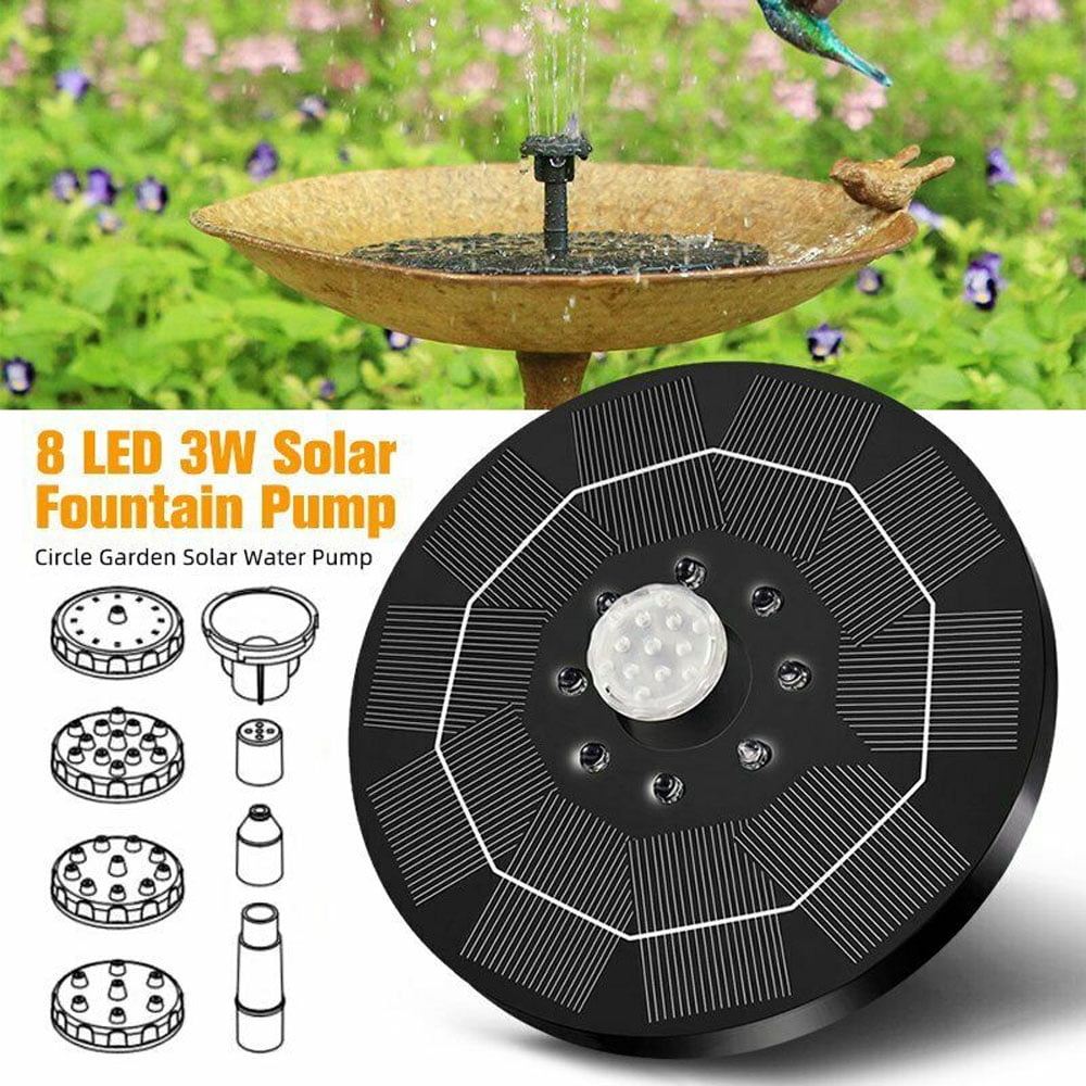 Solar Powered Fountain 3W Bird Bath Fountains Pump Upgraded Solar Panel ...