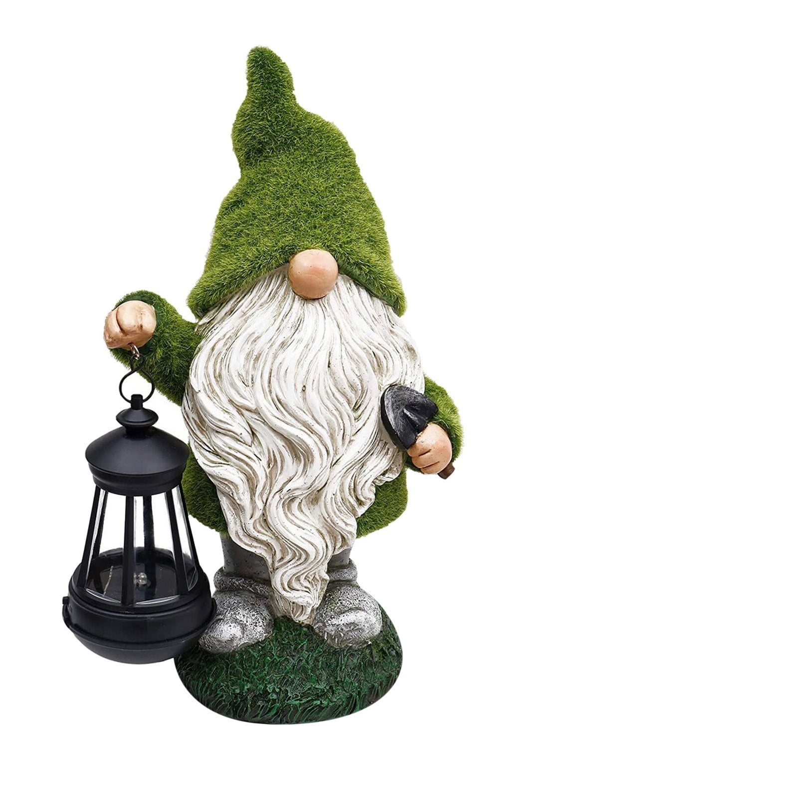 Solar Powered Garden Dwarf Statue With Led Light Outdoor Decor Resin ...