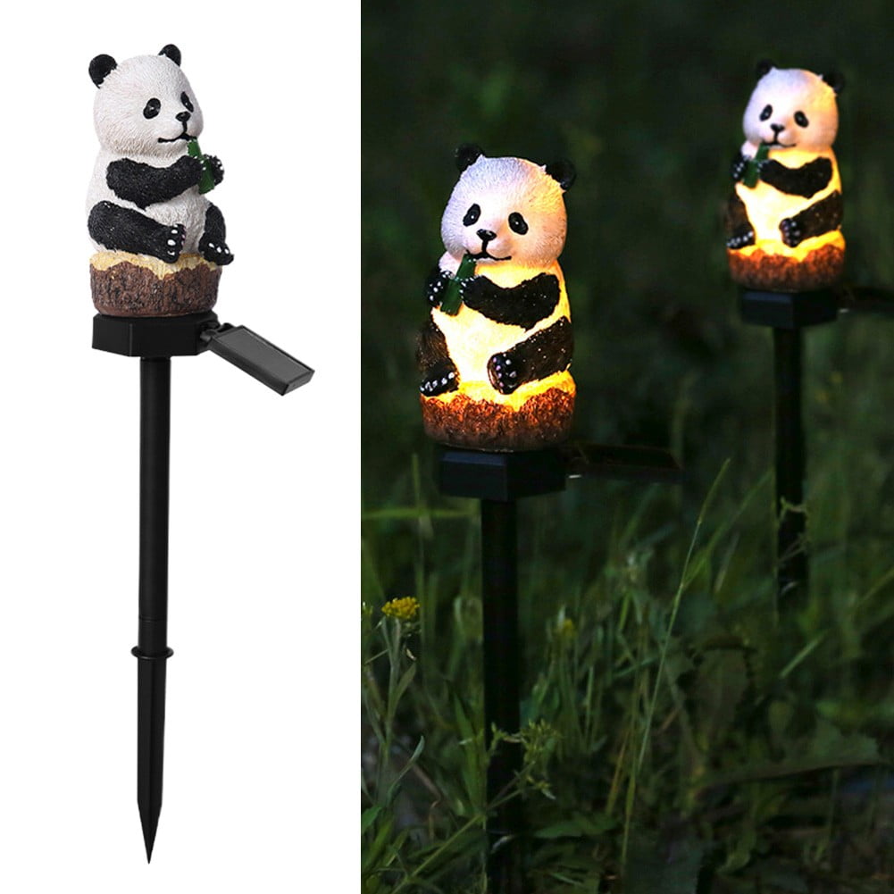 Solar Powered Garden LED Lights Panda Animal Lawn Ornament Waterproof ...