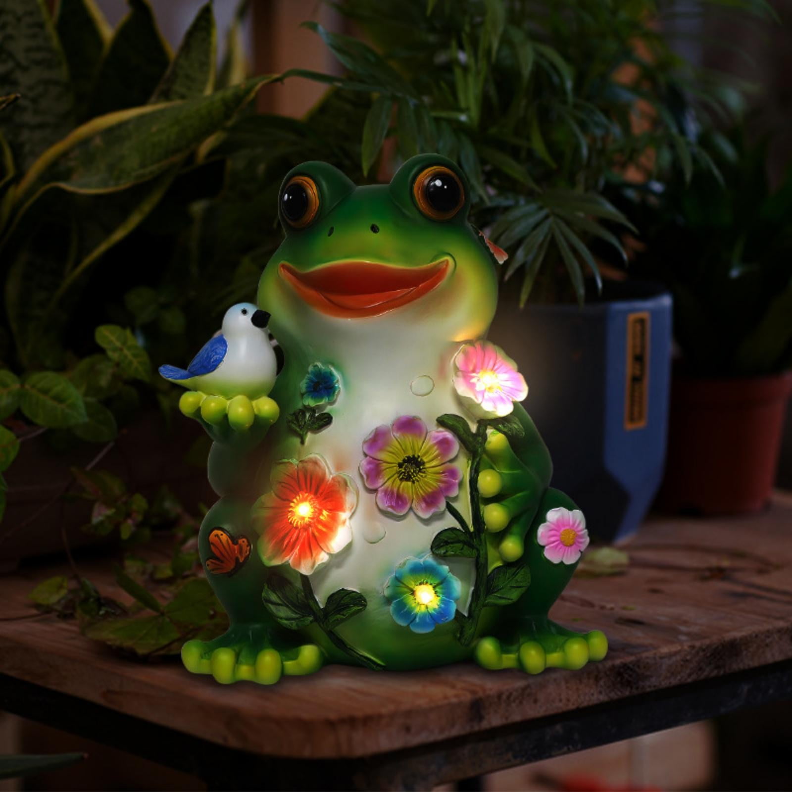 Solar Powered Garden Light, Frogs Solar Ornament, Waterproof Resin ...