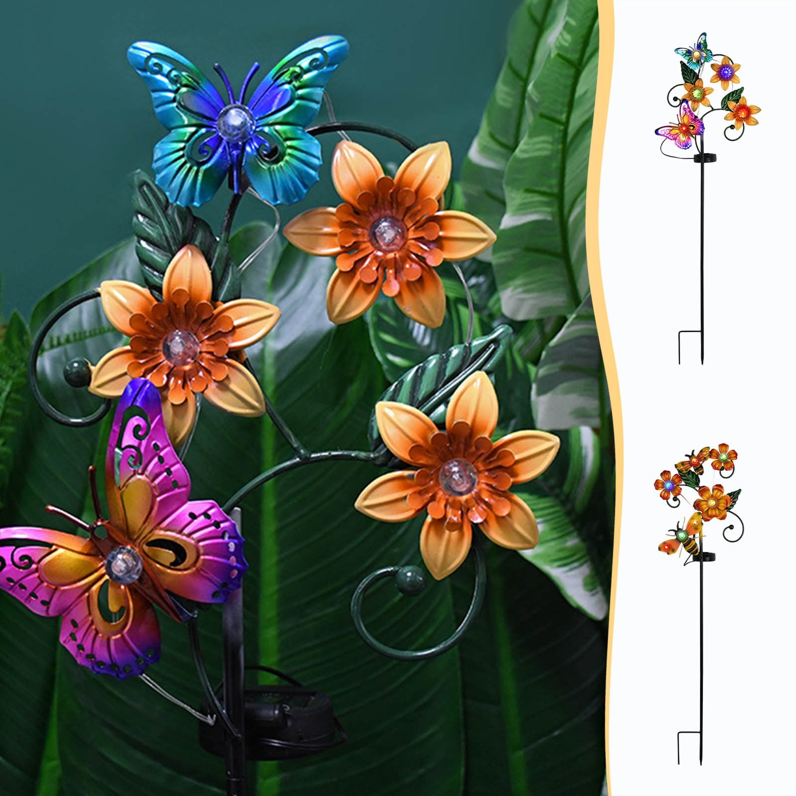 Solar Powered Garden Lights, Wrought Iron Bee Ground Inserted Outdoor ...