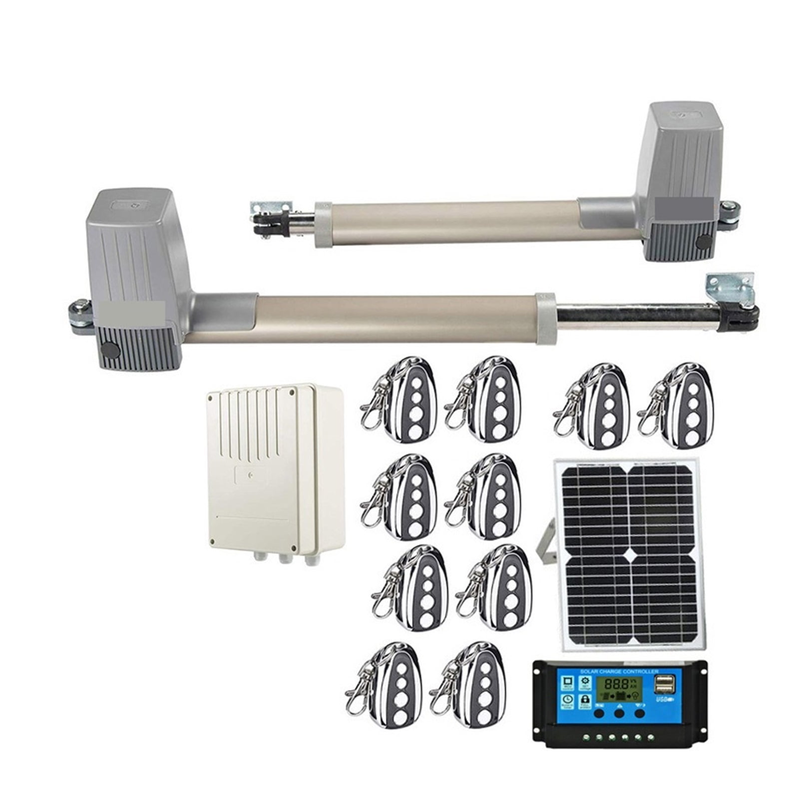 Solar Powered Gate Opener Full Kit For Dual Arms Swing Gates 600KGS Con ...