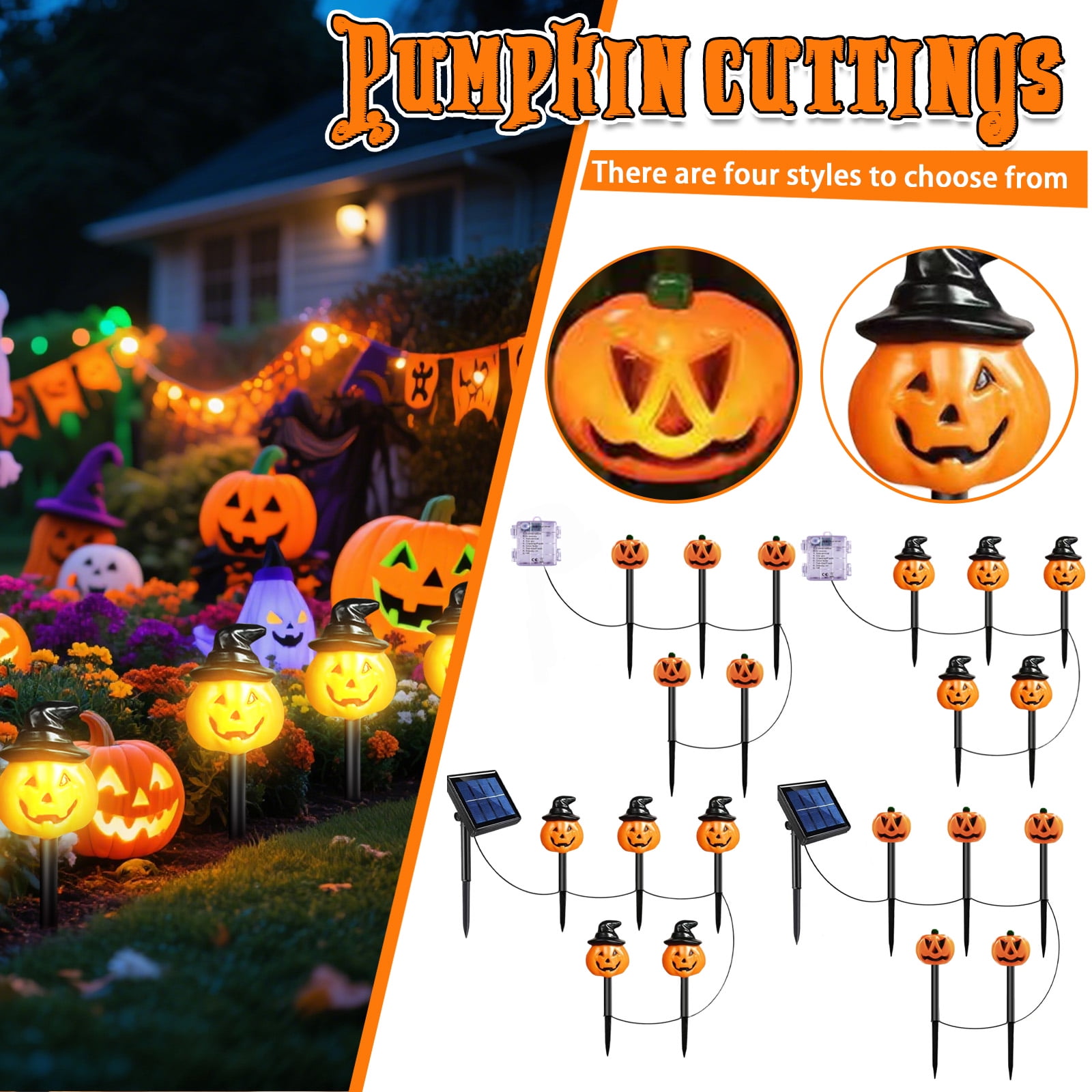 Solar Powered Halloween Decorations Outdoor - 5 Pack Pumpkin String ...