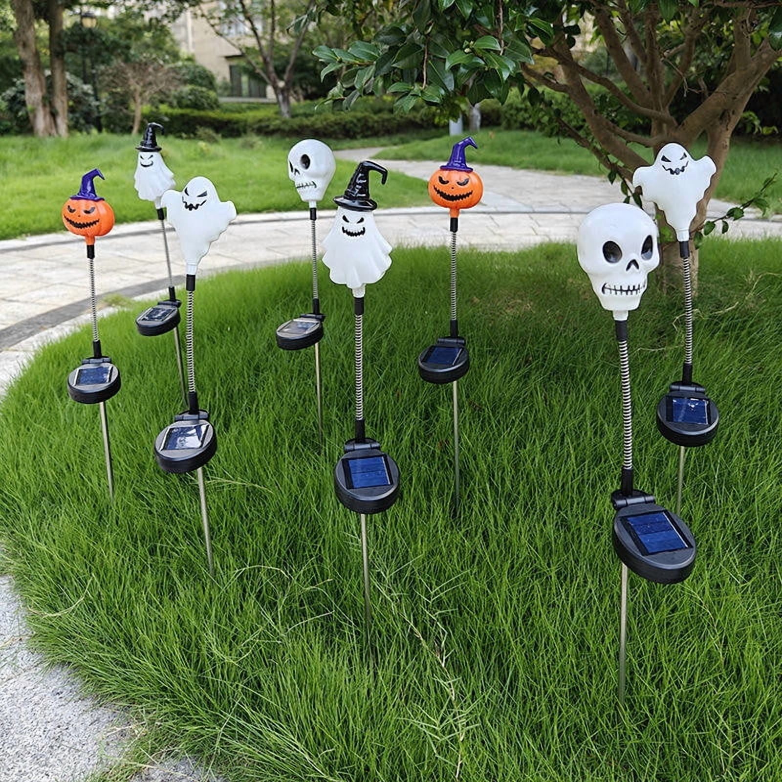 Solar Powered Halloween Decorations Outdoor, Wobbling Ghost Pumpkin ...