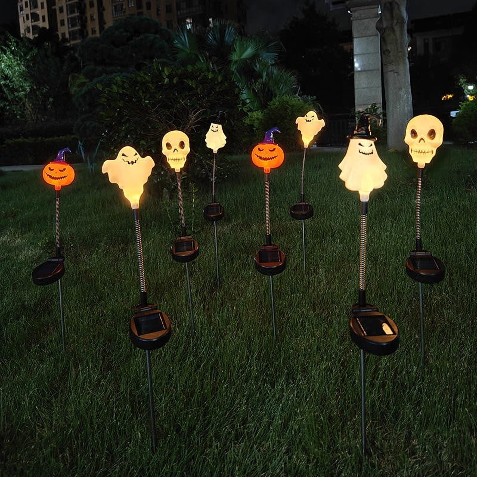 Solar Powered Halloween Decorations Outdoor, Wobbling Ghost Pumpkin ...