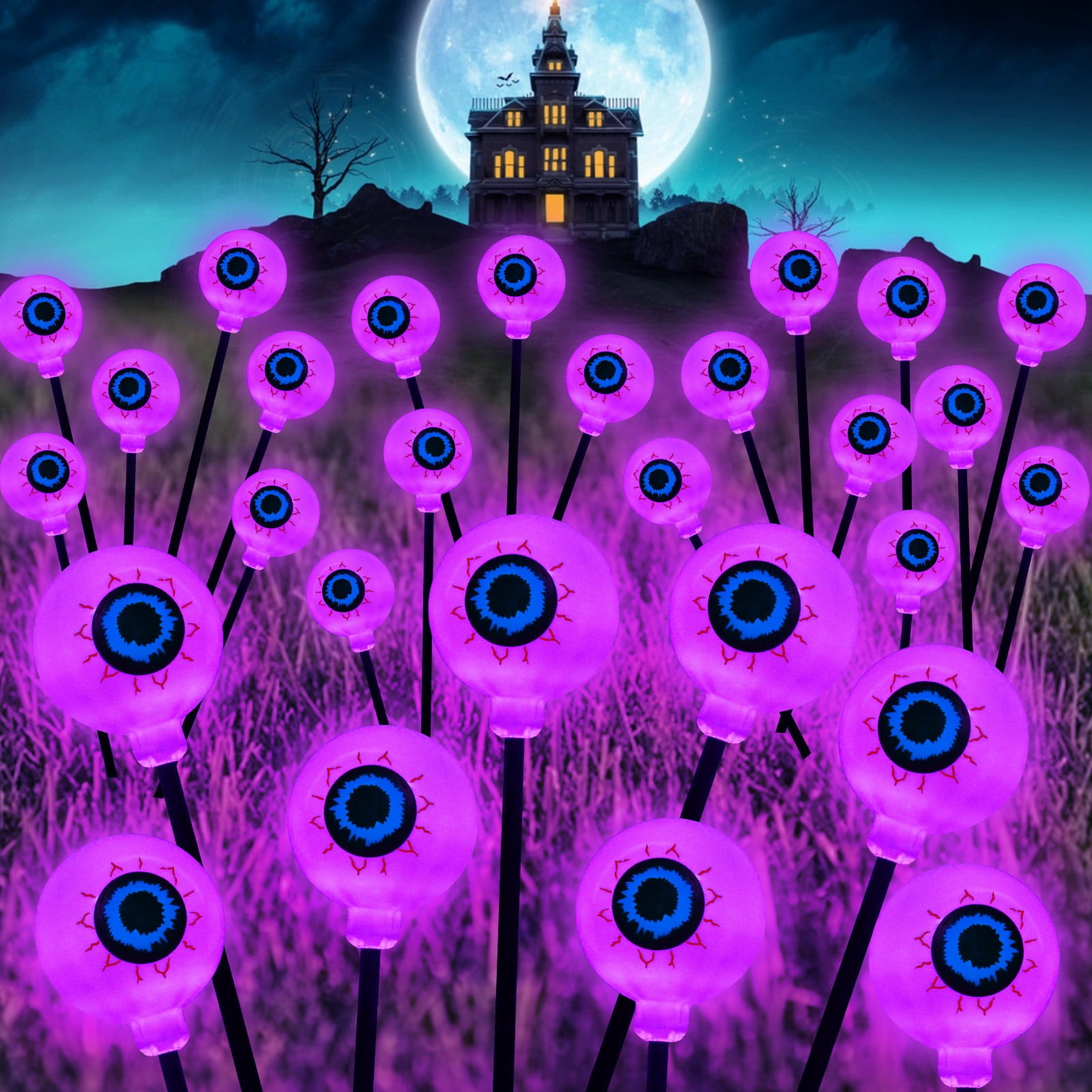 Solar Powered Halloween Eyeball Lights - Outdoor Creepy Firefly Effect ...