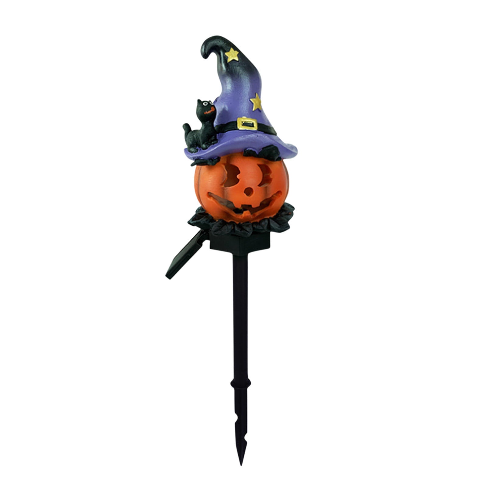 Solar Powered Halloween Pumpkin Garden Stake Lights with Witch Hat and ...