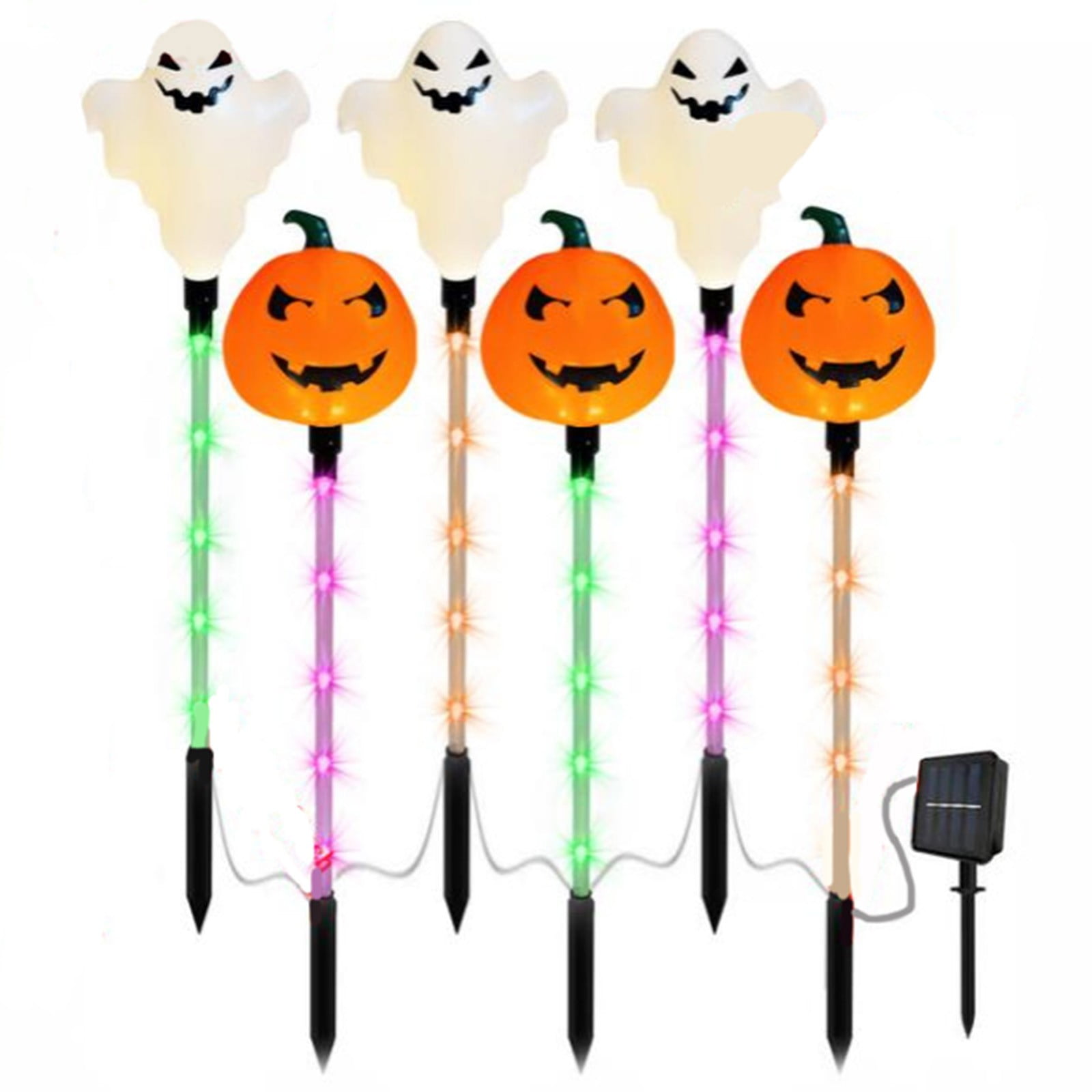Solar Powered Halloween Pumpkin Pathway Lights, 5 Pack Outdoor ...