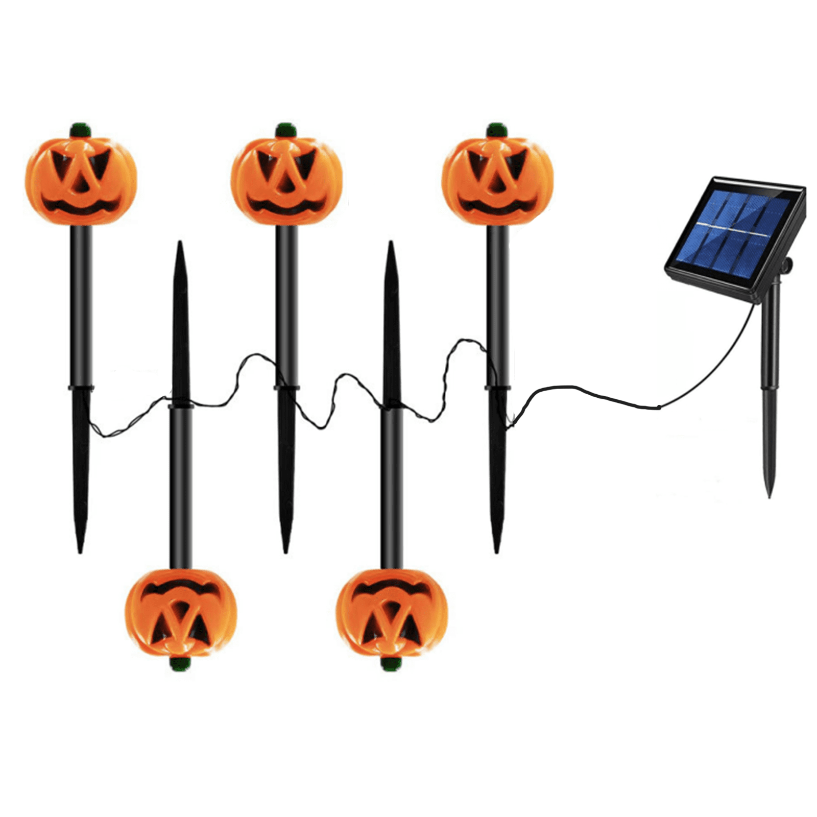 Solar Powered Halloween Pumpkin Pathway Lights, 5 Pack Outdoor ...