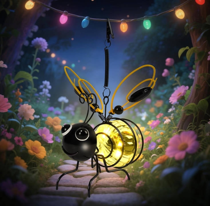 Solar-Powered Hanging Bee Garden Lights,Waterproof IP65 Easy ...