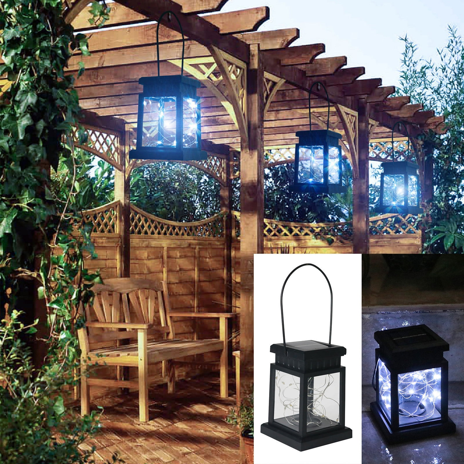 Solar Powered Hanging Lantern, Waterproof Outdoor String Lantern ...