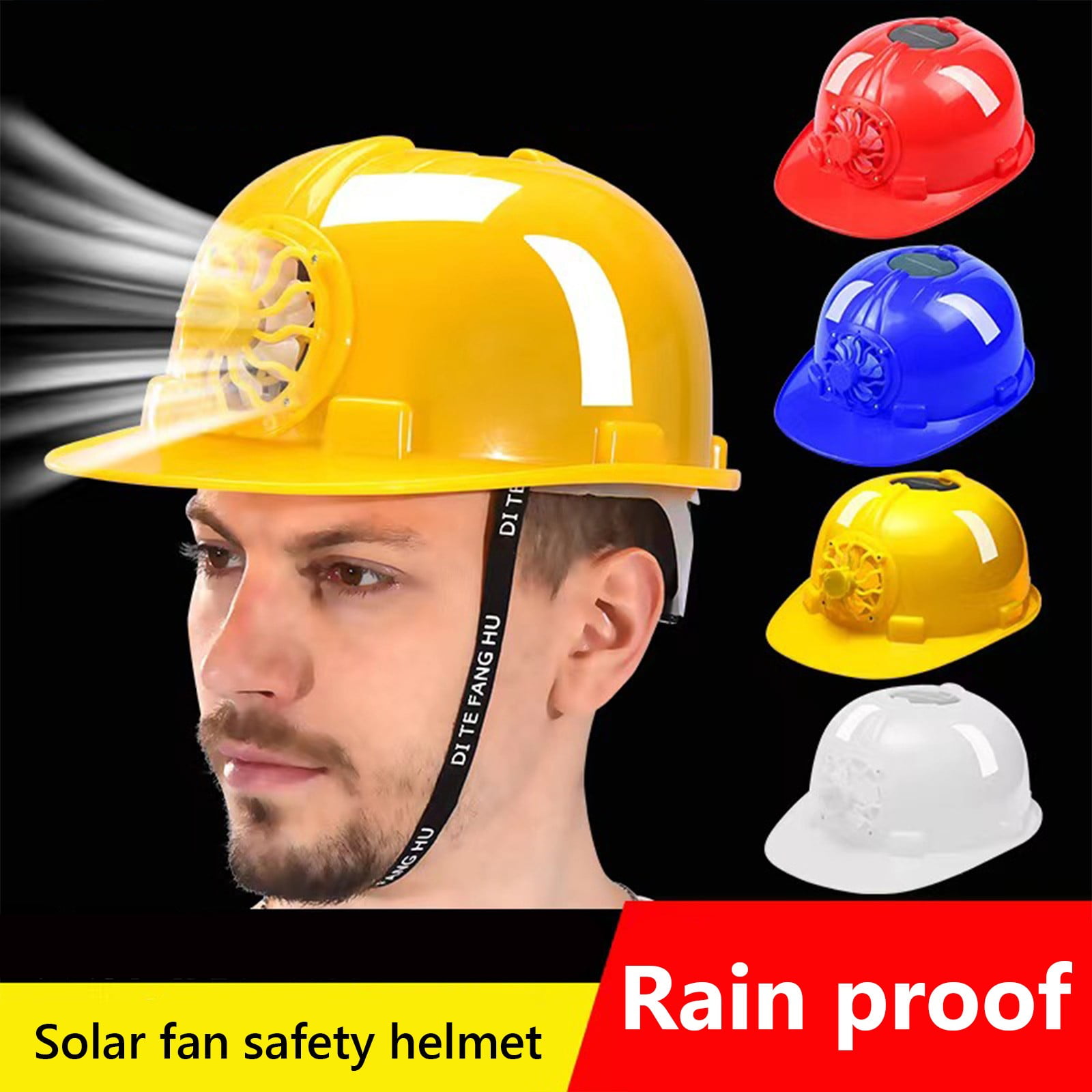 Solar-Powered Hard Hat with Built-In Cooling Fan - Adjustable ...