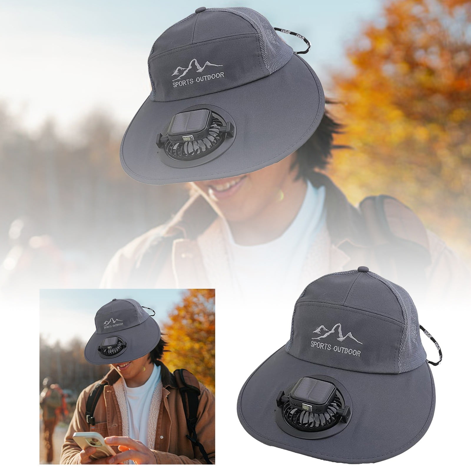 Solar Powered Hat for Outdoor Activities | Women's Wide Brim Sun Fan ...