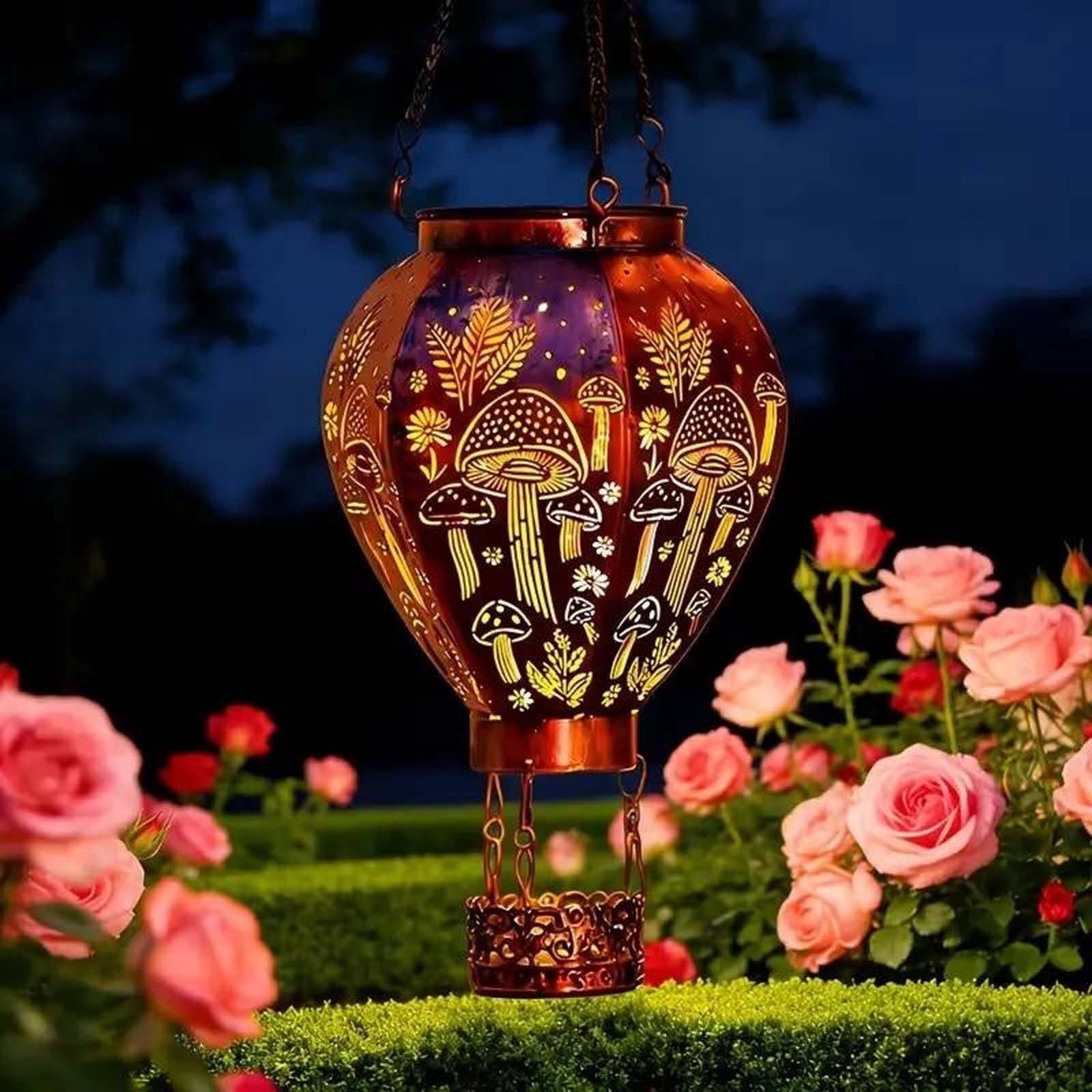 Solar Powered Hot Air Balloon Lantern, Vintage Metal Lantern Projector ...