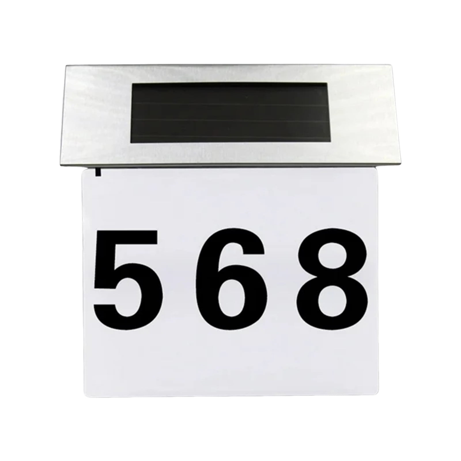 Solar Powered House Number Plaque - Stainless Steel, IP44 Waterproof, 4 ...