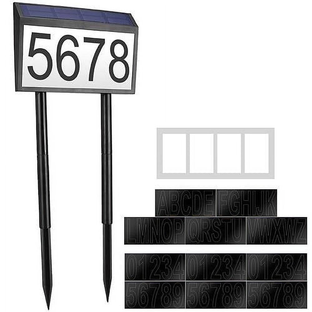 Solar Powered House Numbers LED Light Dusk To Dawn Address Plaque Sign ...