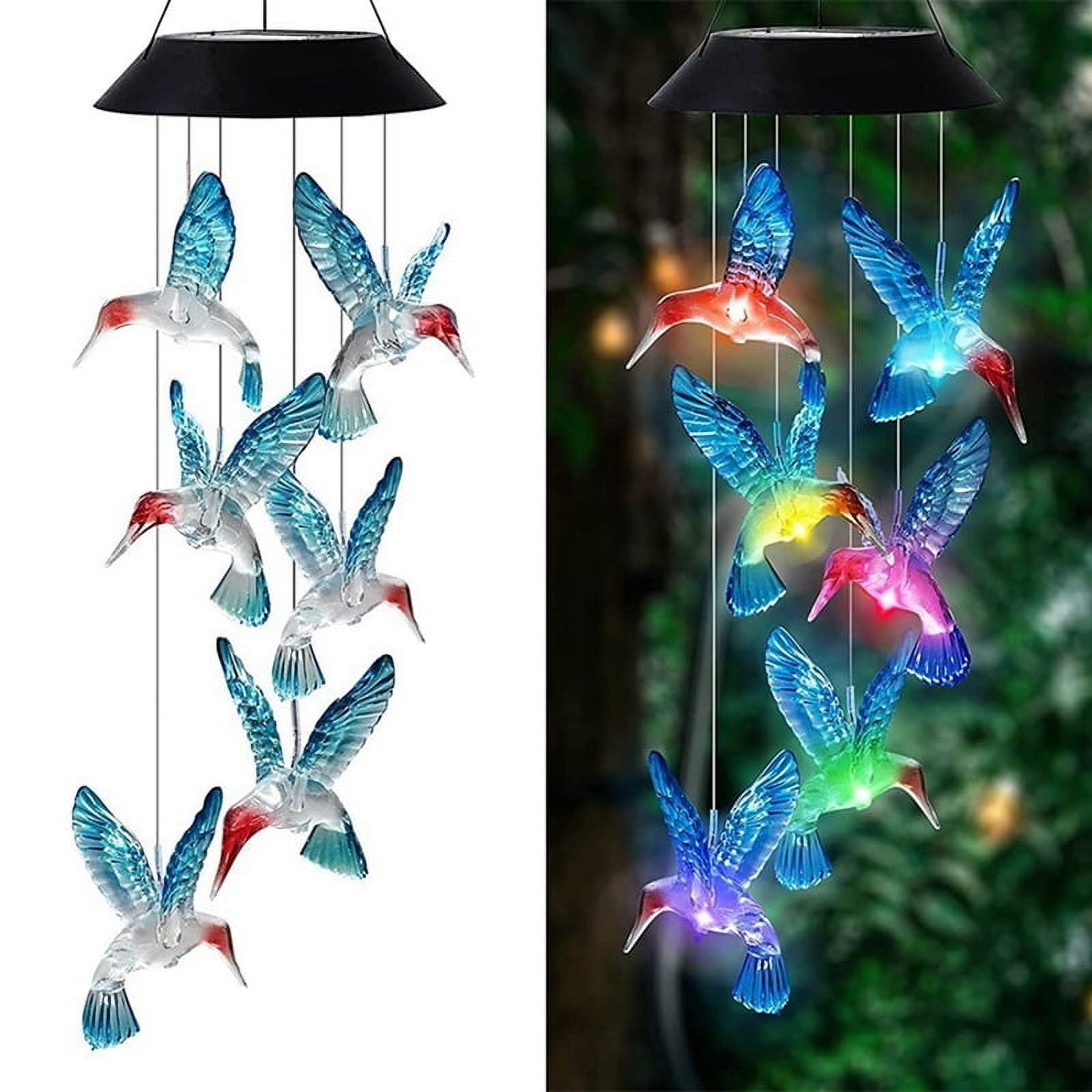 Solar-Powered Hummingbird - Color-Changing Light - Outdoor Garden Decor ...