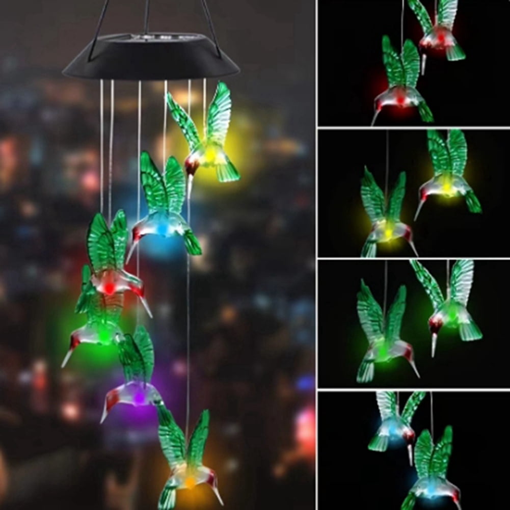 Solar-Powered Hummingbird - Color-Changing Light - Outdoor Garden Decor ...