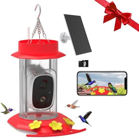 Solar-Powered Hummingbird Feeder with 2K HD Camera, AI Bird Species ...