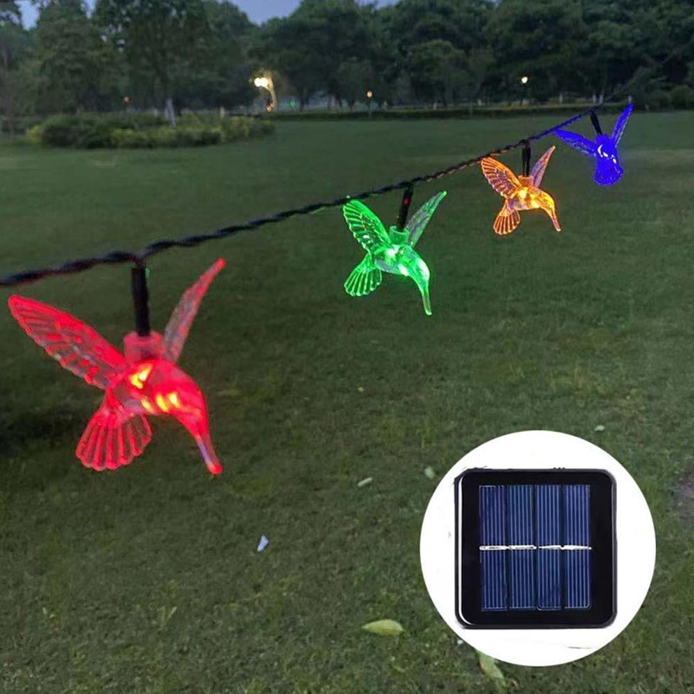 Solar Powered Hummingbird LED String Lights 21ft 30 LED Fake Bird Fairy ...