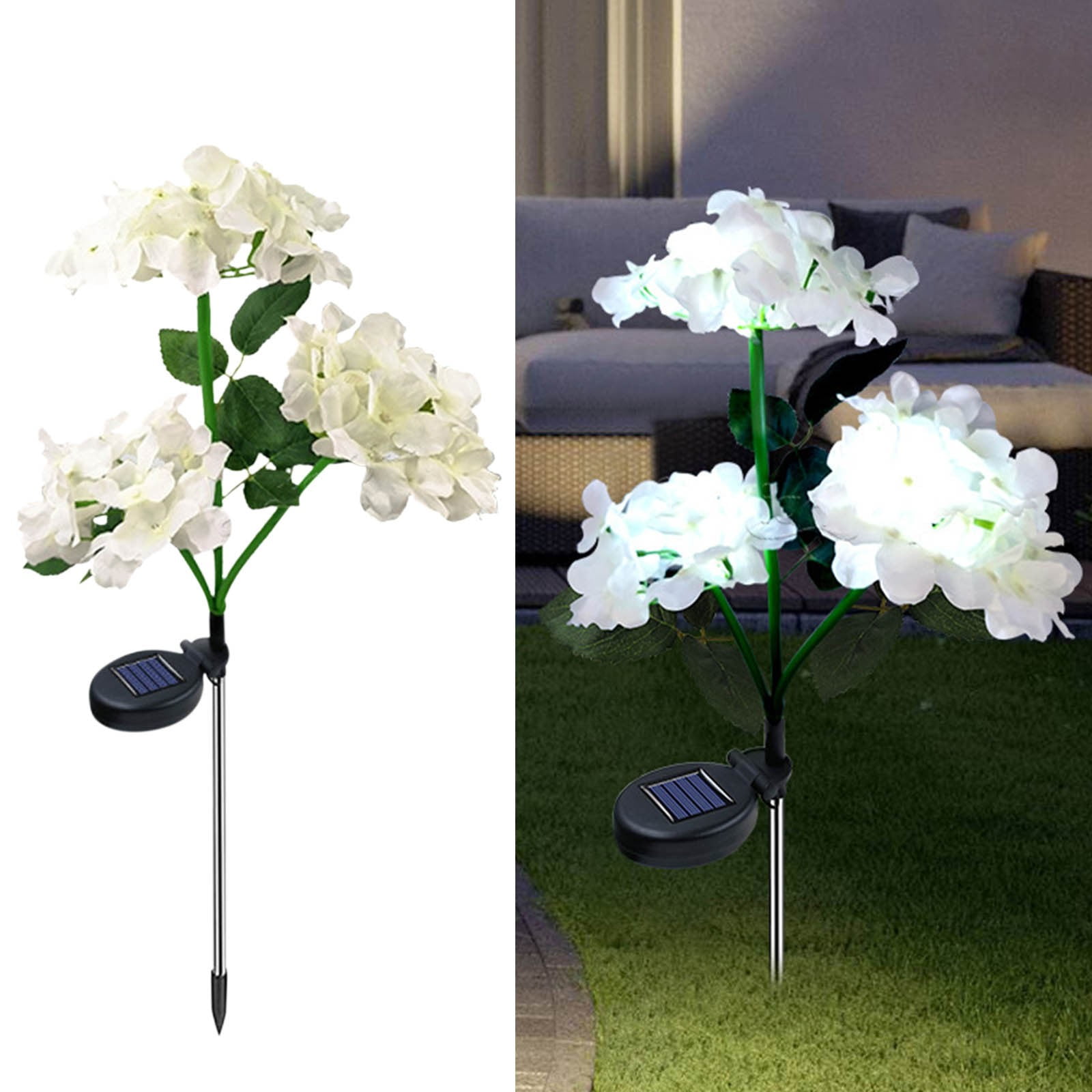 Solar Powered Hydrangea Flower Garden Light - IP65 Waterproof Outdoor ...