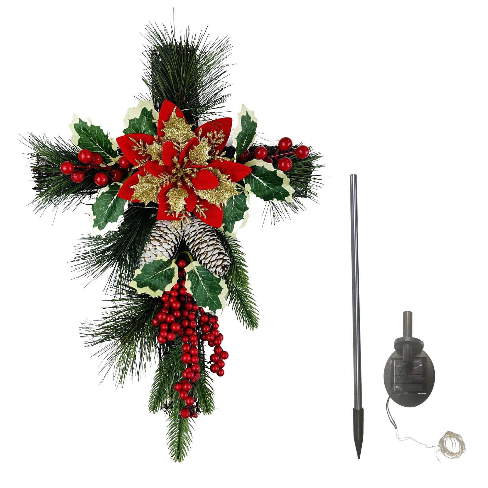 Solar Powered Illuminating Wooden Christmas Wreath With Filament Lights ...