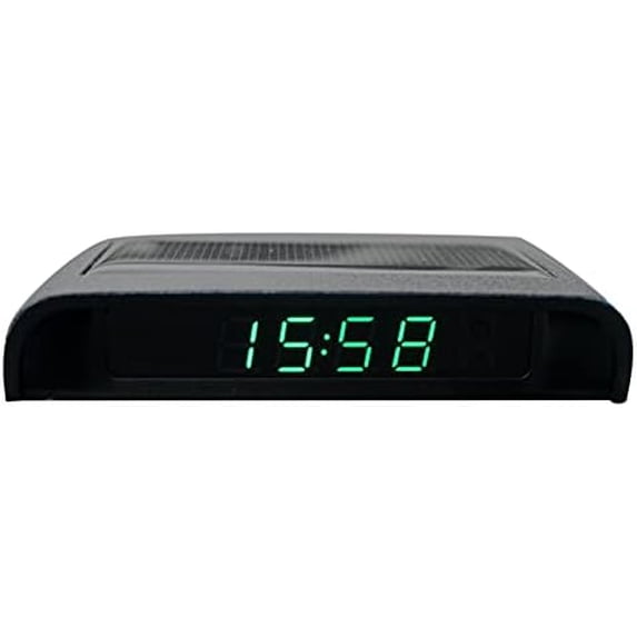 Solar Powered LCD Clock, Stick-On Luminous Car Clock with Temperature ...