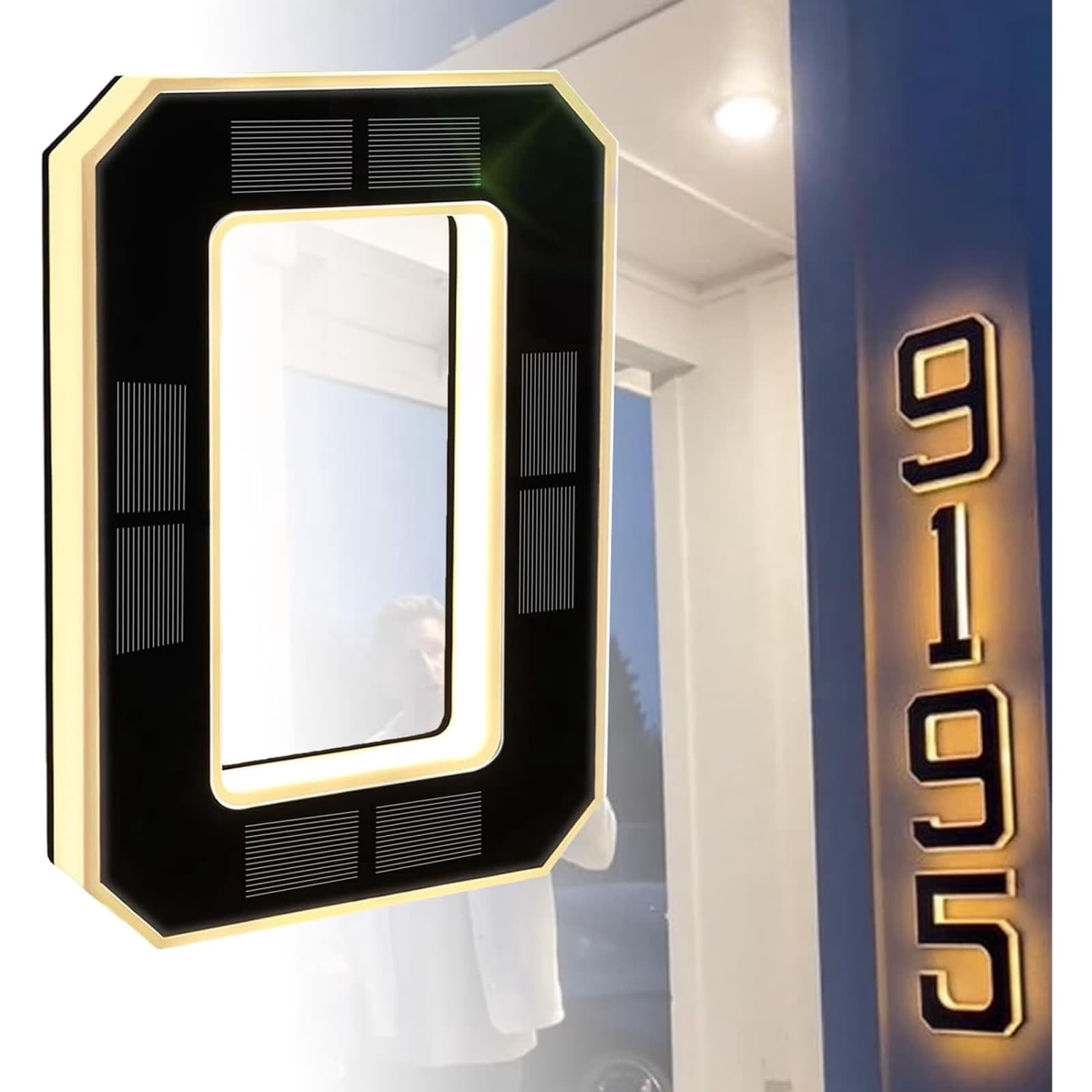 Solar-Powered LED Address Number Sign,Waterproof Digital House Number ...