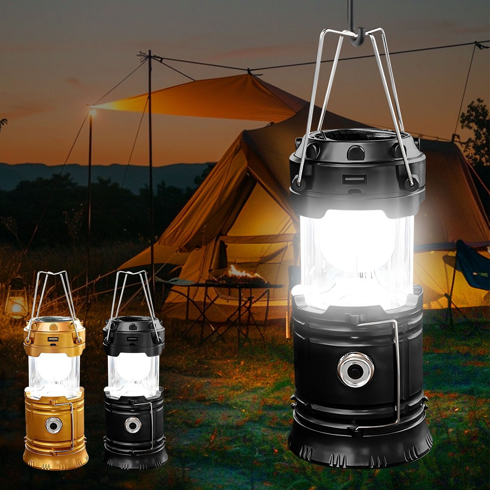 Solar Powered LED Camping Lantern, Multi-Functional Horse Lantern ...