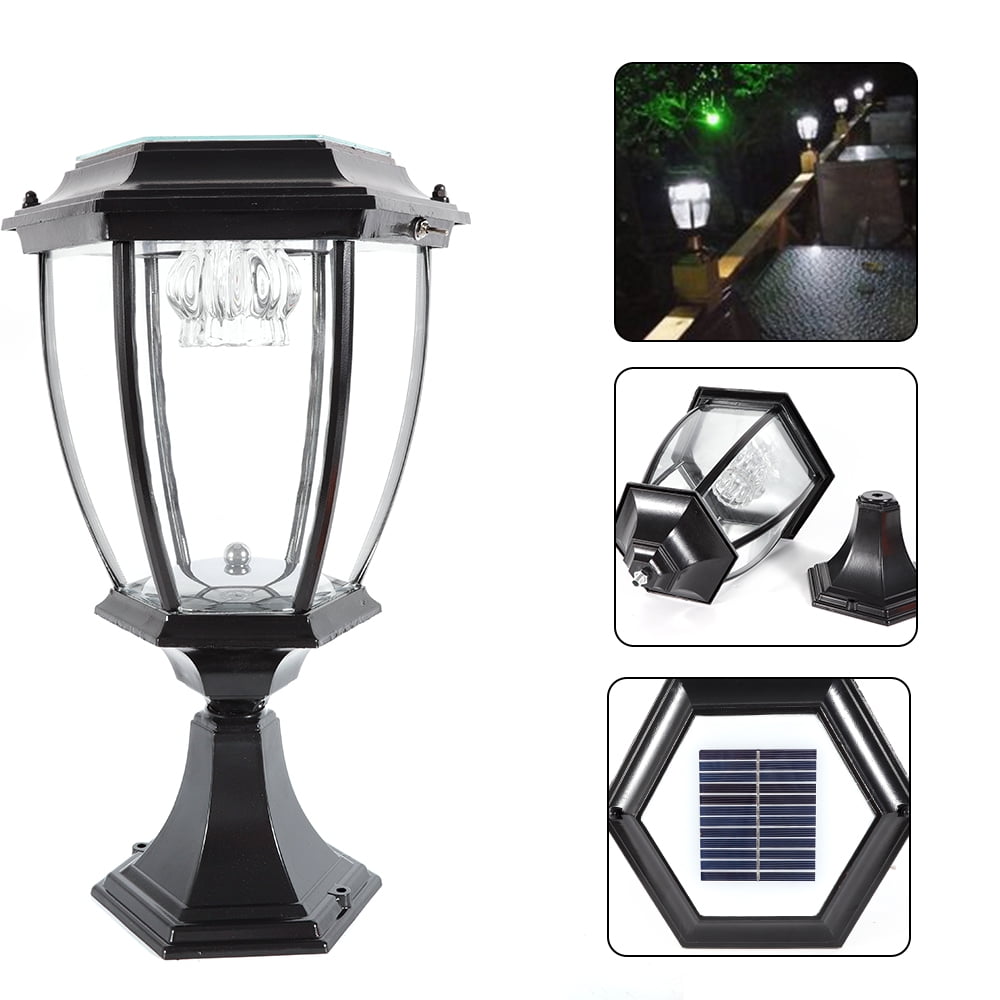 Solar Powered LED Column Lamp Outdoor Light Lawn Garden Lighting with ...