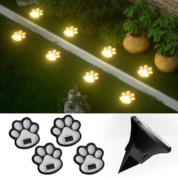 Solar Powered LED Dog Paw Light | Outdoor Ground Stake Garden Decor ...