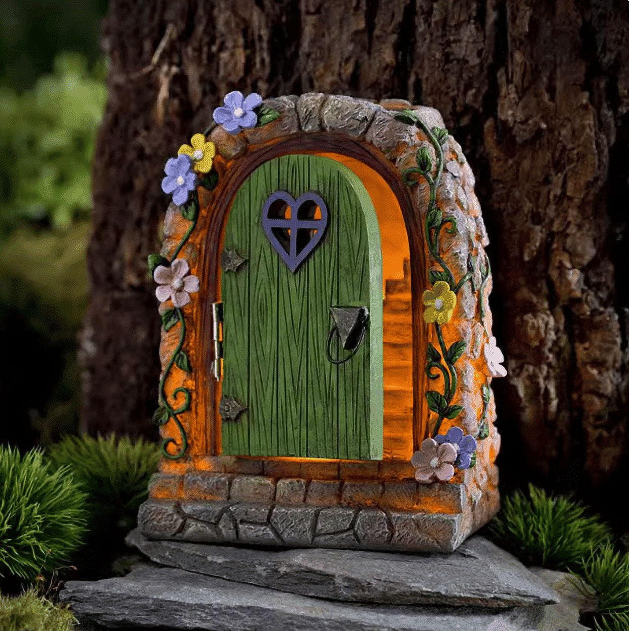 Solar Powered LED Door Statue 12 Inch Fairy Garden Pathway Decor with ...