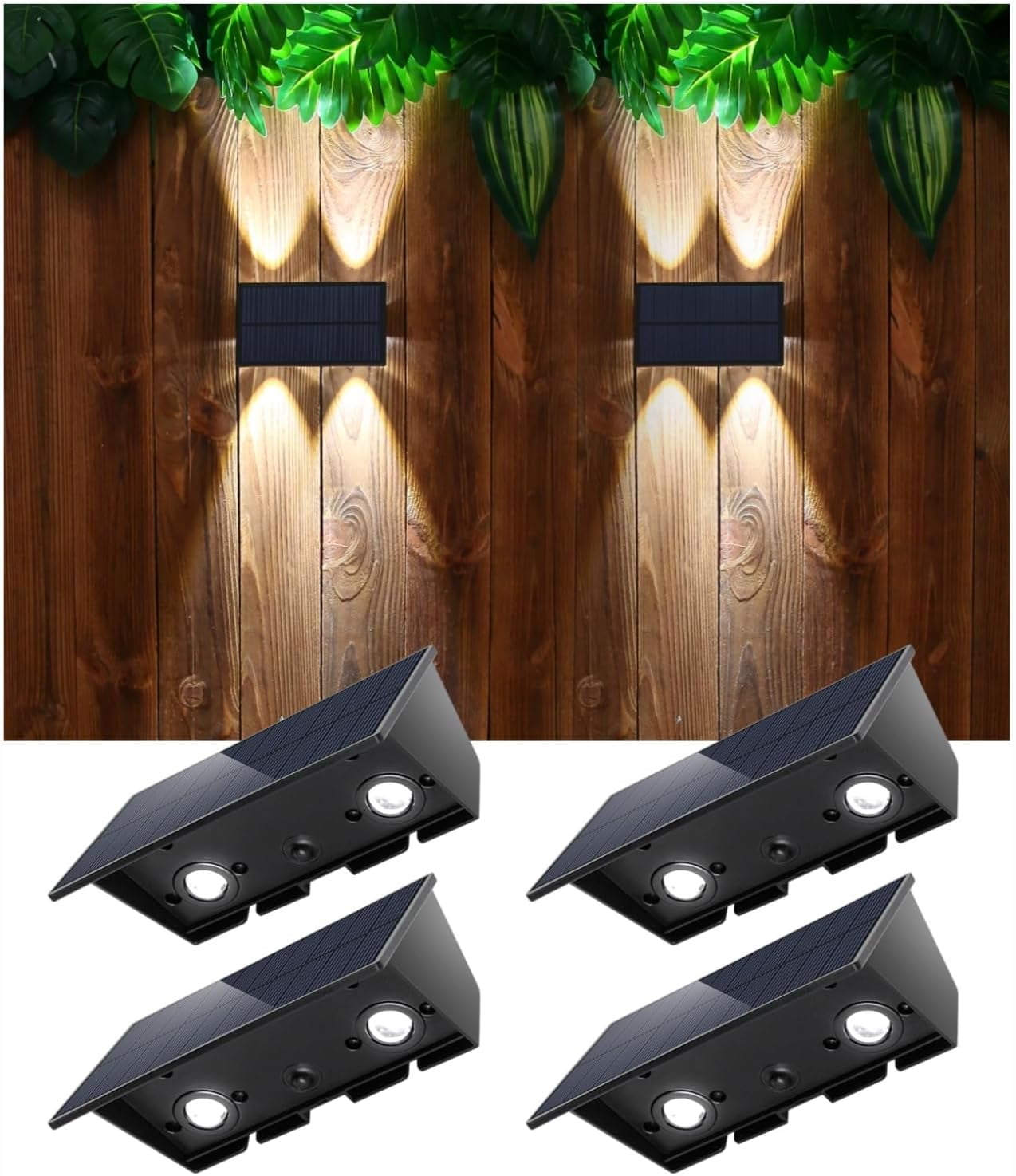 Solar Powered LED Fence Lights Outdoor Decorative Waterproof Yard Deck ...