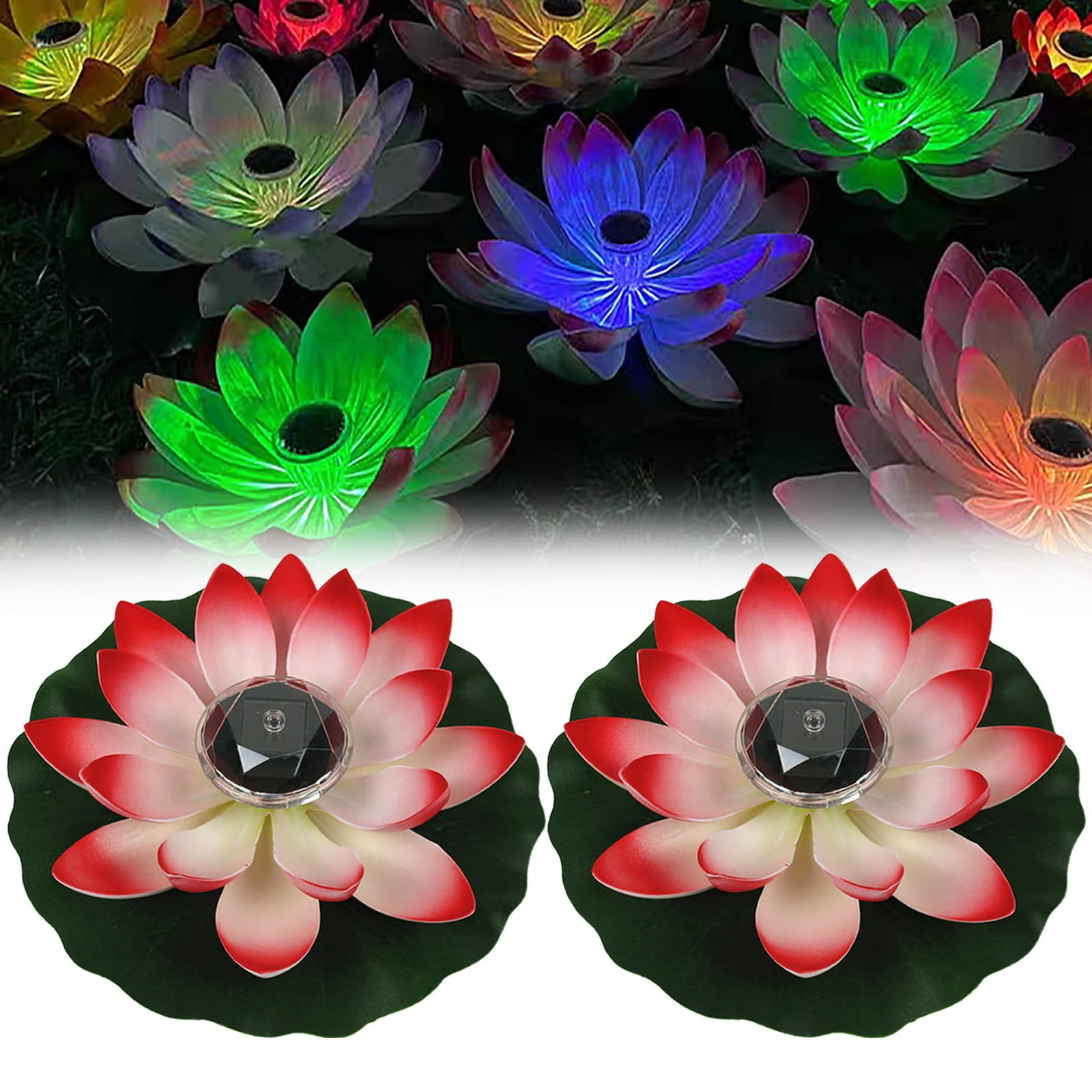 Solar Powered LED Flower Light Floating Pond Garden Pool Lamp - Walmart.com
