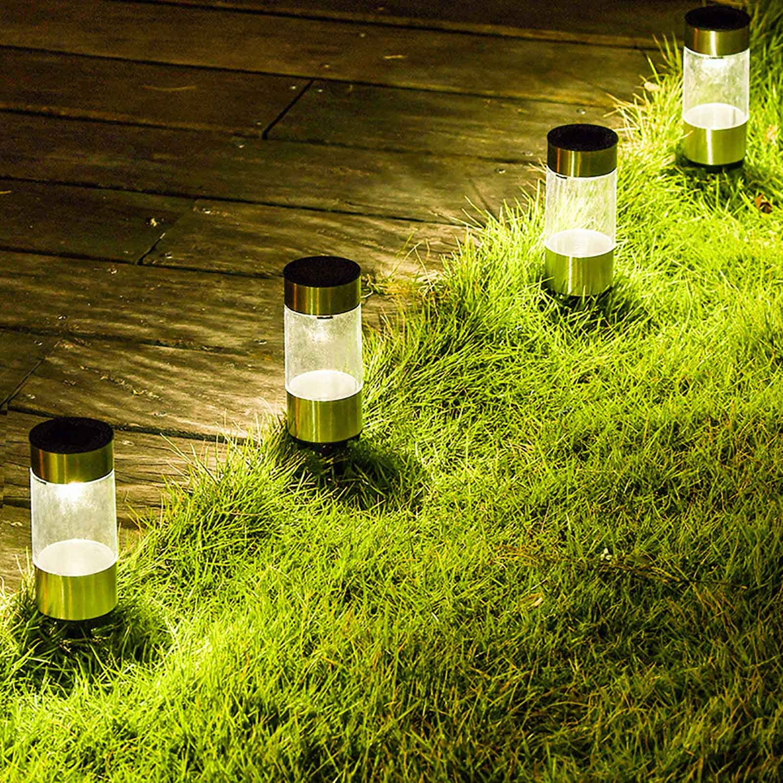 Solar Powered LED Garden Lights 4-Pack Stainless Steel Waterproof ...