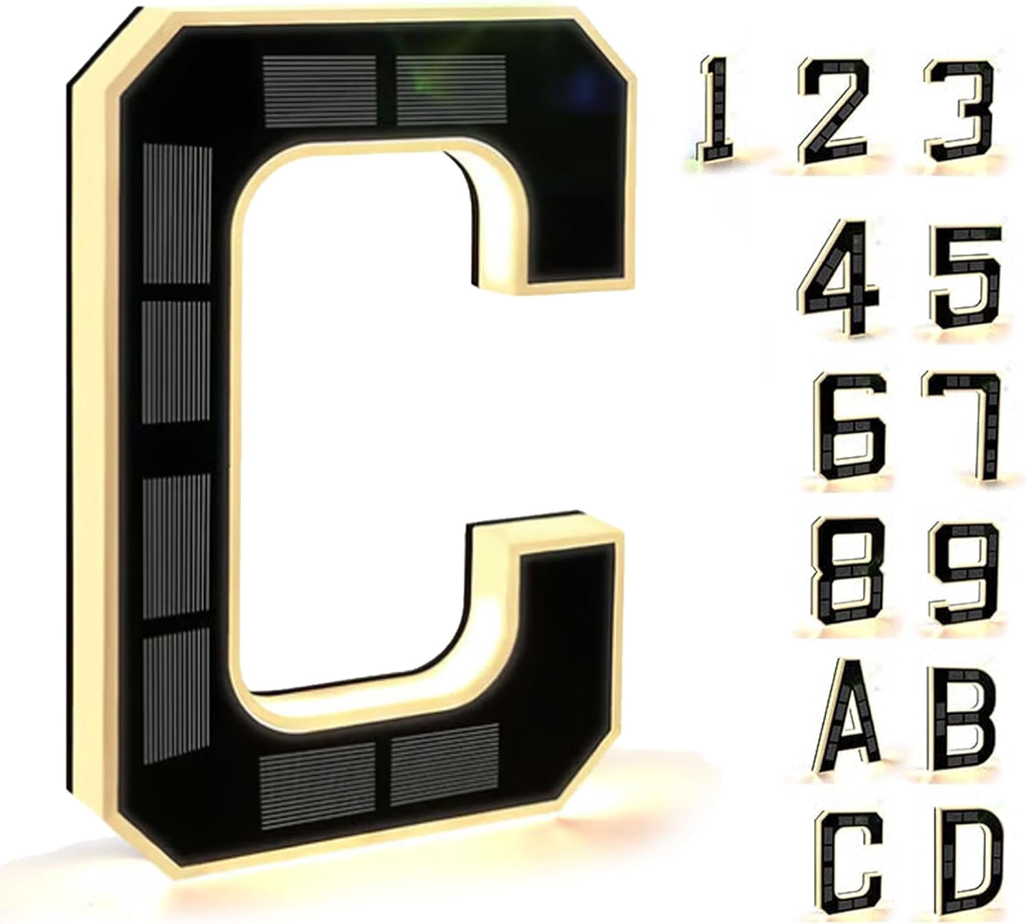 Solar Powered LED House Number Light – Waterproof Light-Up Address Sign ...