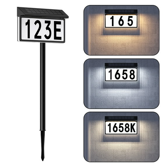 Solar Powered LED House Number Sign, Waterproof Outdoor Address Plaque ...