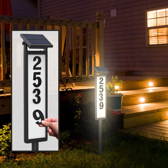 Solar Powered LED House Number Sign, ZzCityTK Weatherproof Metal ...
