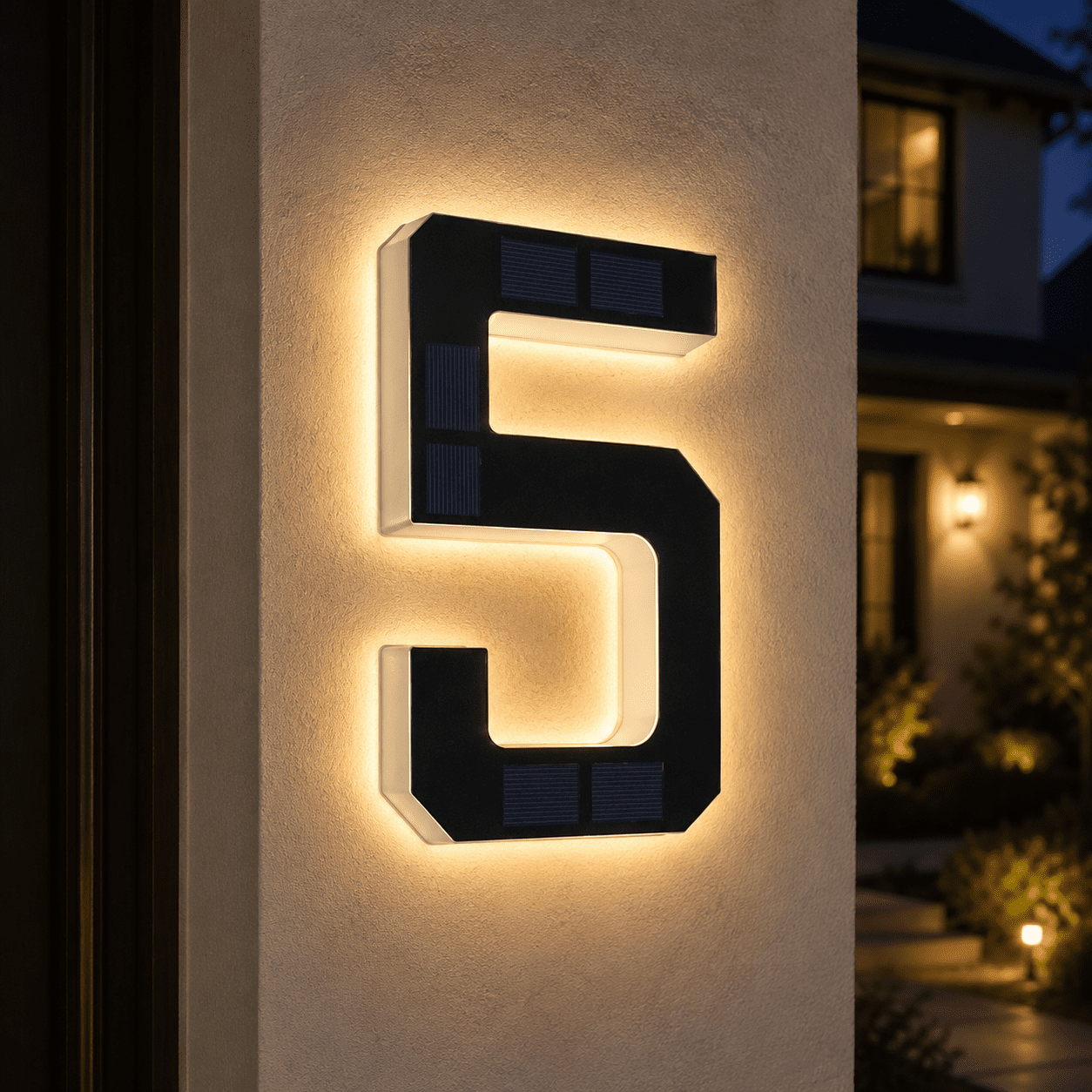 Solar Powered LED House Number or Letter, Warm White Backlit Outdoor ...