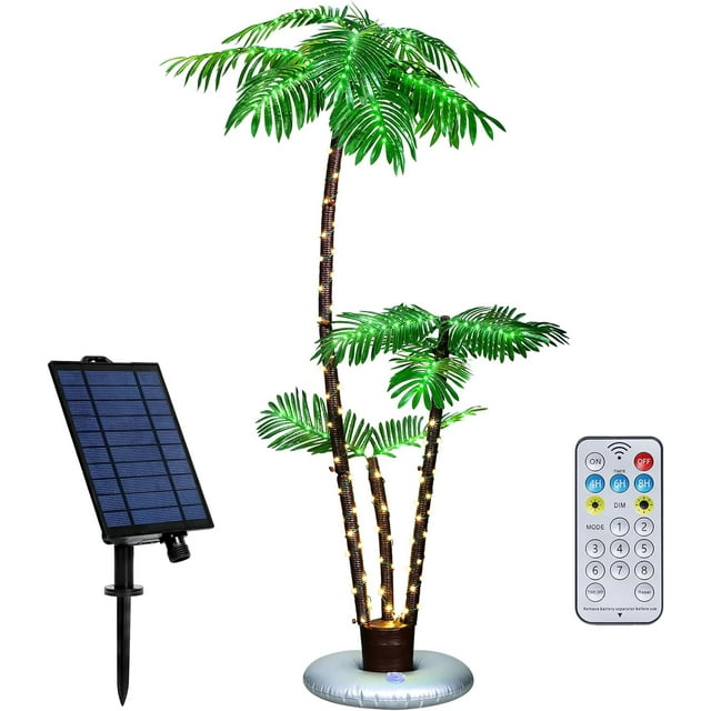 Oumilen Solar Powered LED Lighted 6 ft. Palm Tree with Remote for ...