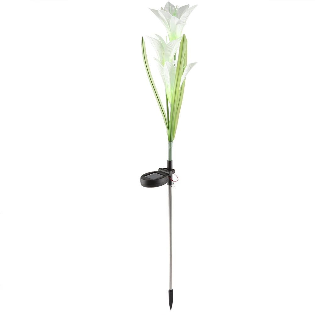 Solar-Powered LED Lily Flower Light - Pure White for Outdoor Yard ...