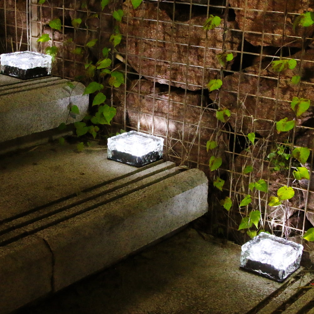 Solar-Powered LED Paver Lights, 4LED Waterproof Outdoor Ground Lighting ...