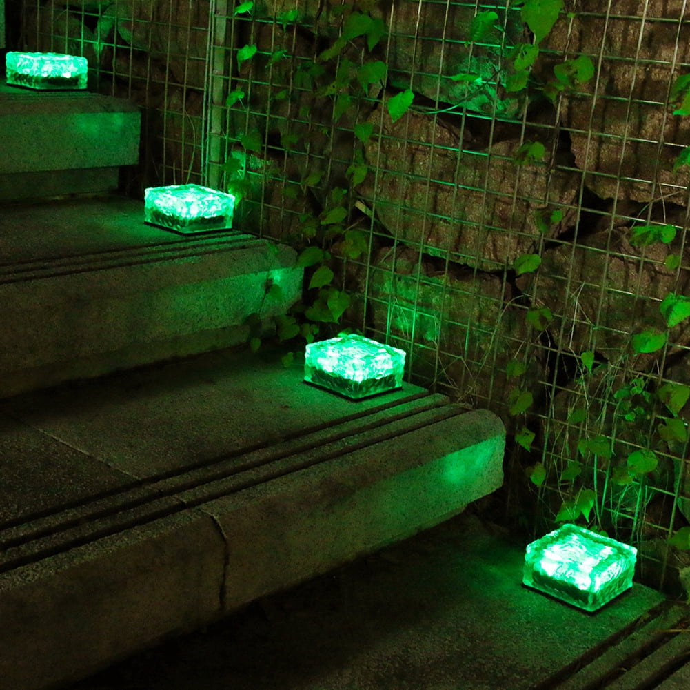 Solar-Powered LED Paver Lights, 4LED Waterproof Outdoor Ground Lighting ...